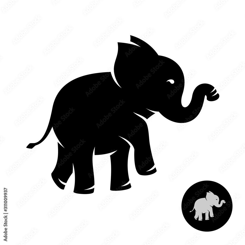 Elephant Silhouette Trunk Up