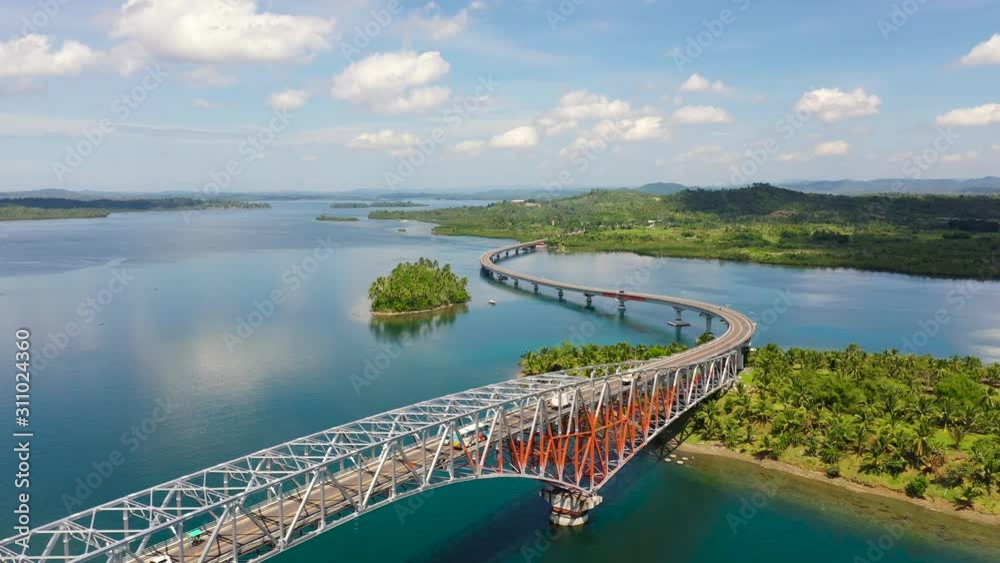 Panoramic of San Juanico Bridge, the longest bridge in the Philippines ...