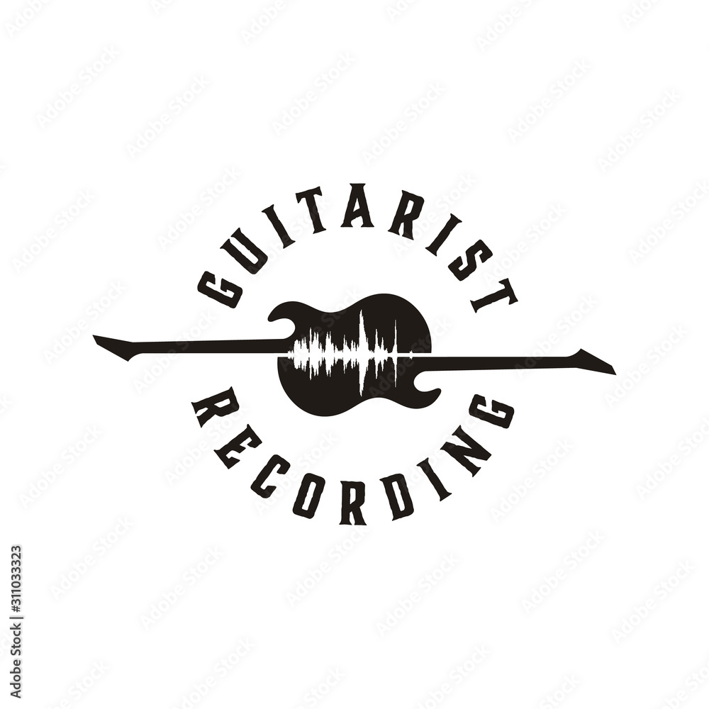 Guitar with Sound Waveform for Music Instrument Band Recording Studio ...