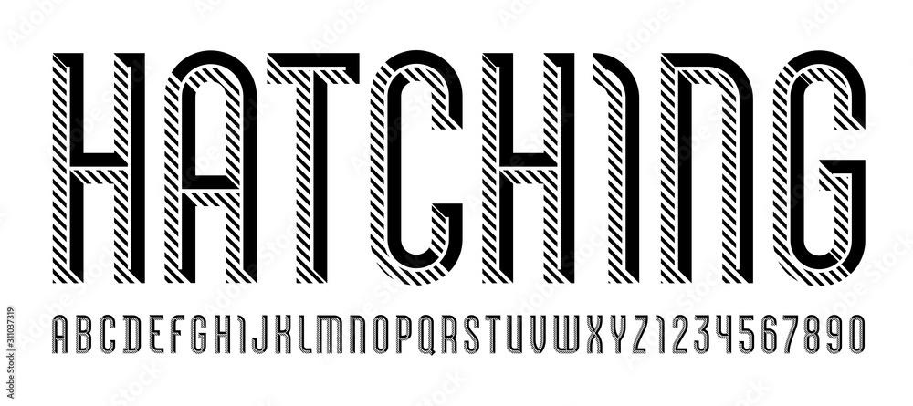 Vetor de Font from hatching line, trendy simple alphabet sans serif ...