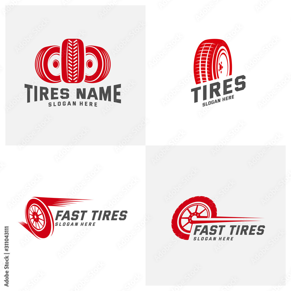 Set of Tire logo vector icon illustration design template Stock Vector ...