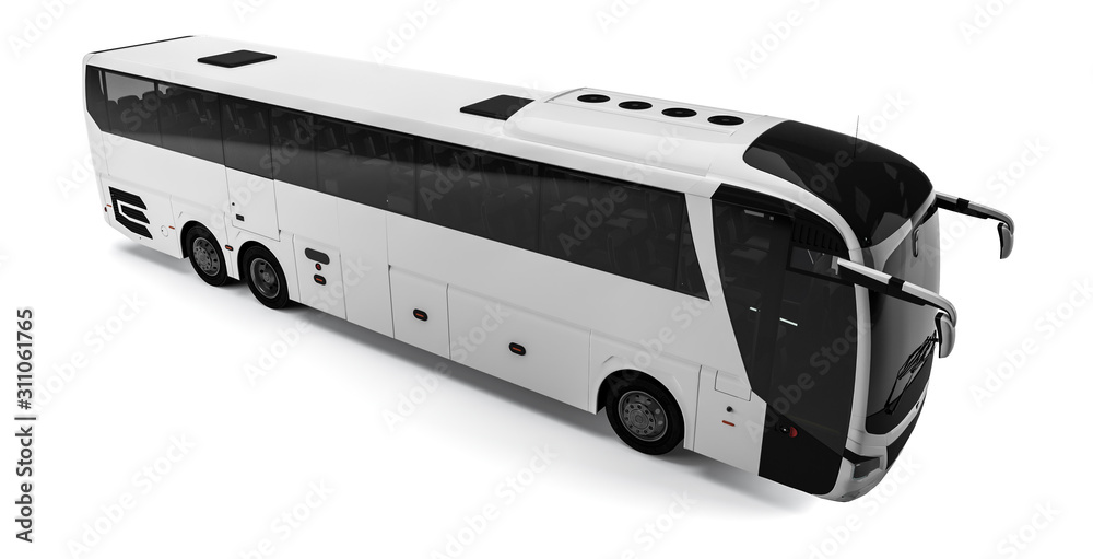 White big tour bus top right angle view Stock Illustration | Adobe Stock