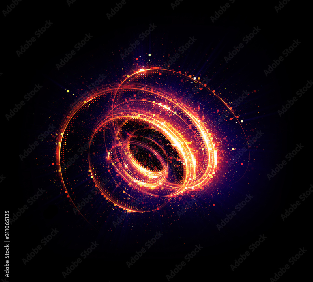 Glow swirl light effect. Circular lens flare. Abstract rotational lines ...