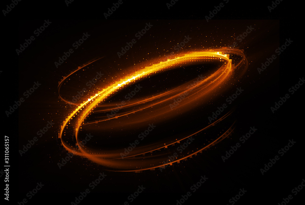 Glow swirl light effect. Circular lens flare. Abstract rotational lines ...