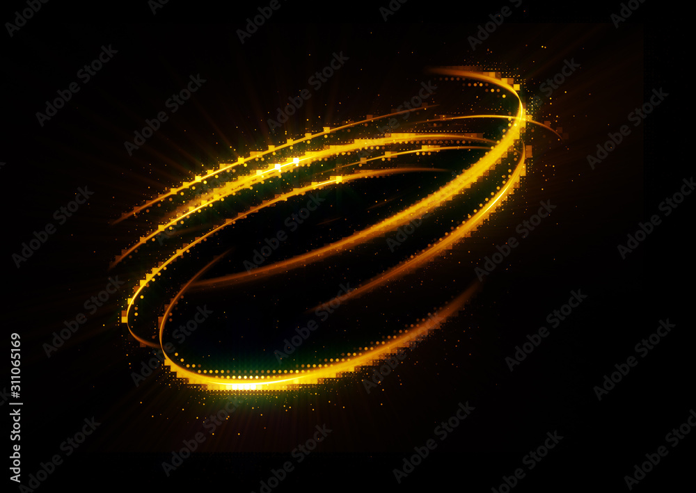 Glow swirl light effect. Circular lens flare. Abstract rotational lines ...
