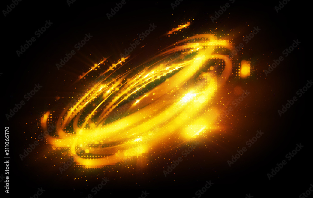 Glow swirl light effect. Circular lens flare. Abstract rotational lines ...