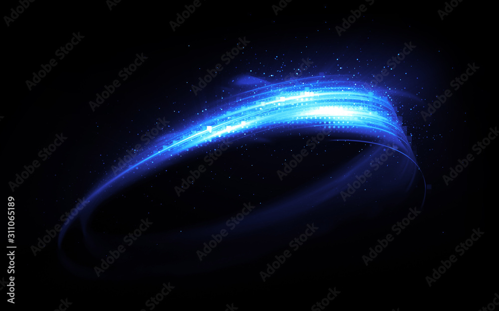 Glow swirl light effect. Circular lens flare. Abstract rotational lines ...