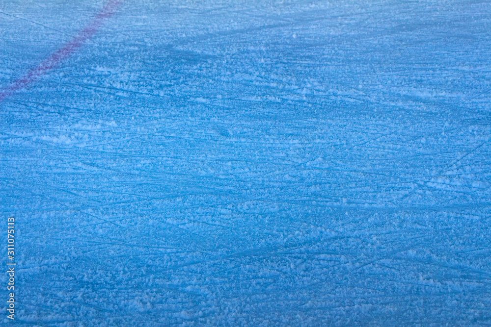 Textures blue ice. Ice rink. Winter background. Overhead view. Nature ...