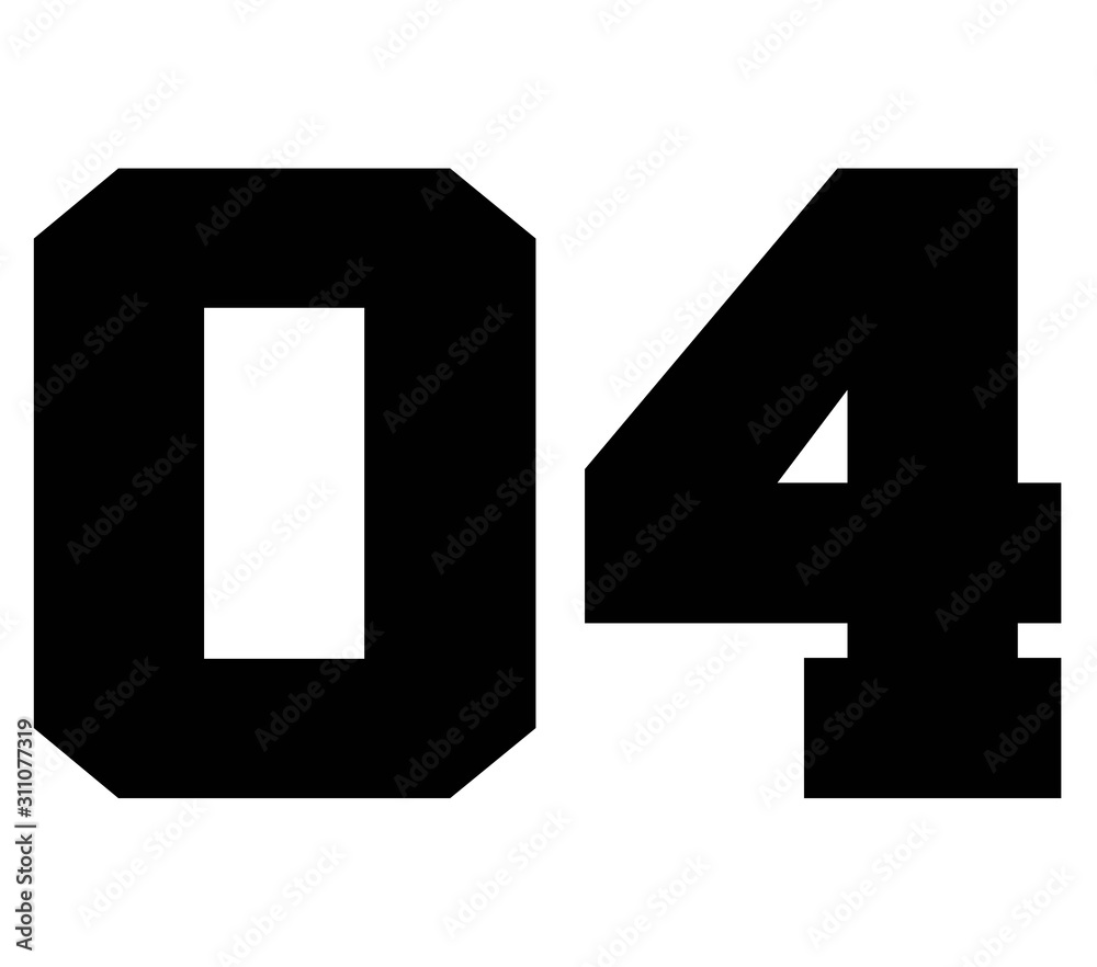 04,Classic Vintage Sport Jersey Number, Uniform numbers in black as fat ...