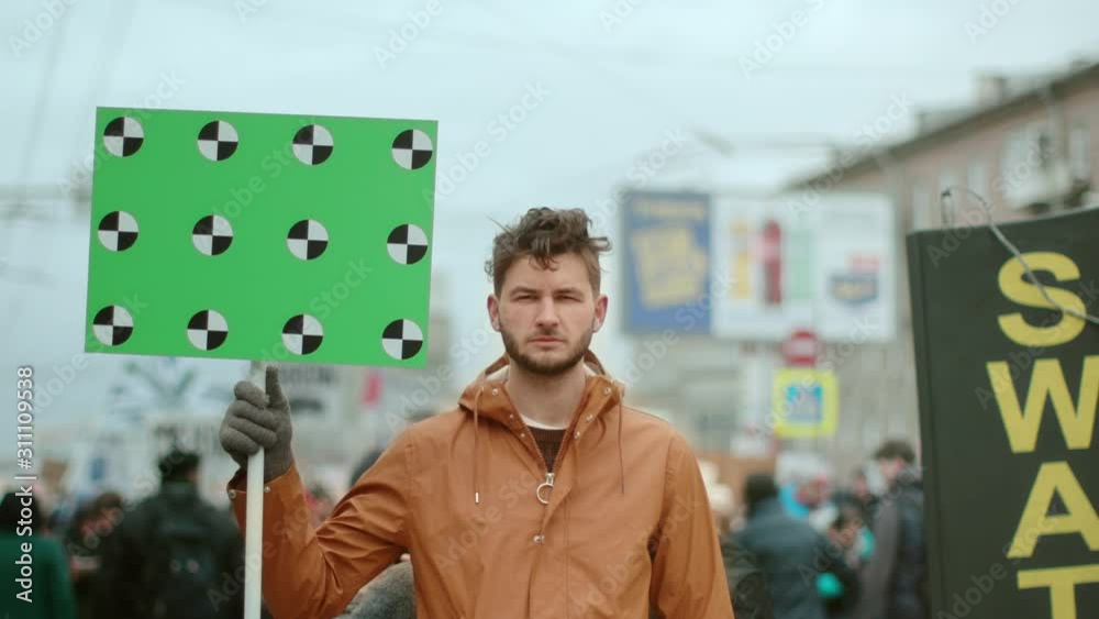 Crowd people fighting strike. Rebel revolution protest. Caucasian man ...
