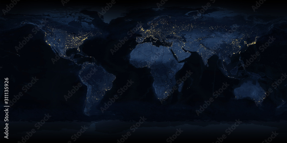 XXL size physical world map illustration. Primary source, elements of ...