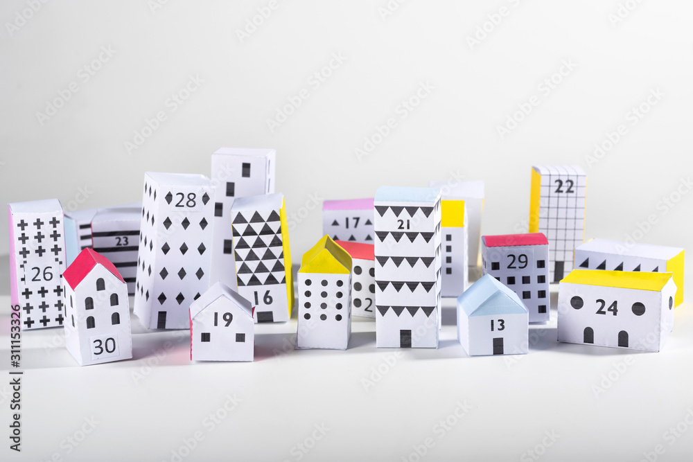 Paper city made of paper. The layout of the living array. Construction ...