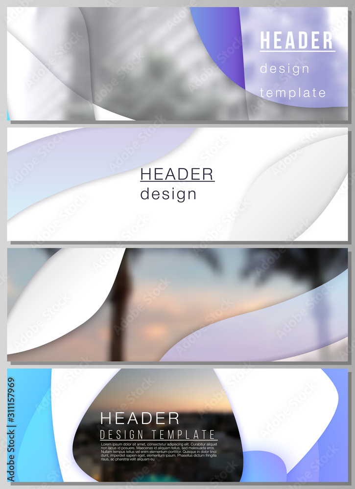 The minimalistic vector illustration of the editable layout of headers ...