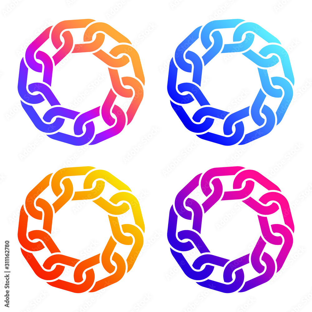 Cool gradient chain link circle logo icon symbol. Seamless metal ...