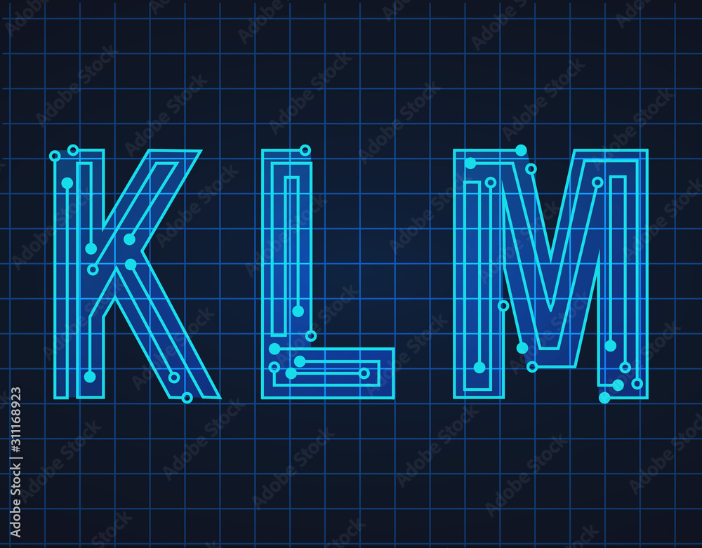 Technology simple type tech design. Vector typeset alphabet. Future ...