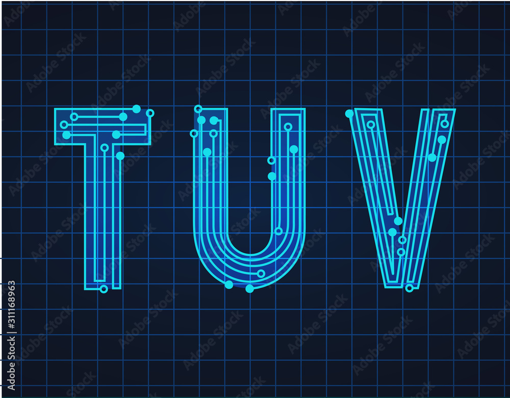 Technology simple type tech design. Vector typeset alphabet. Future ...