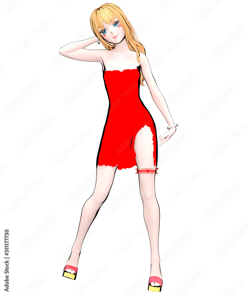 3d Japanese Anime Girl Stock Illustration Adobe Stock