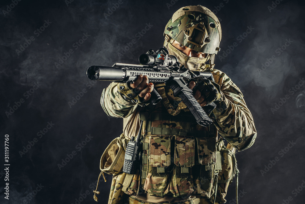 Soldier Aiming Rifle