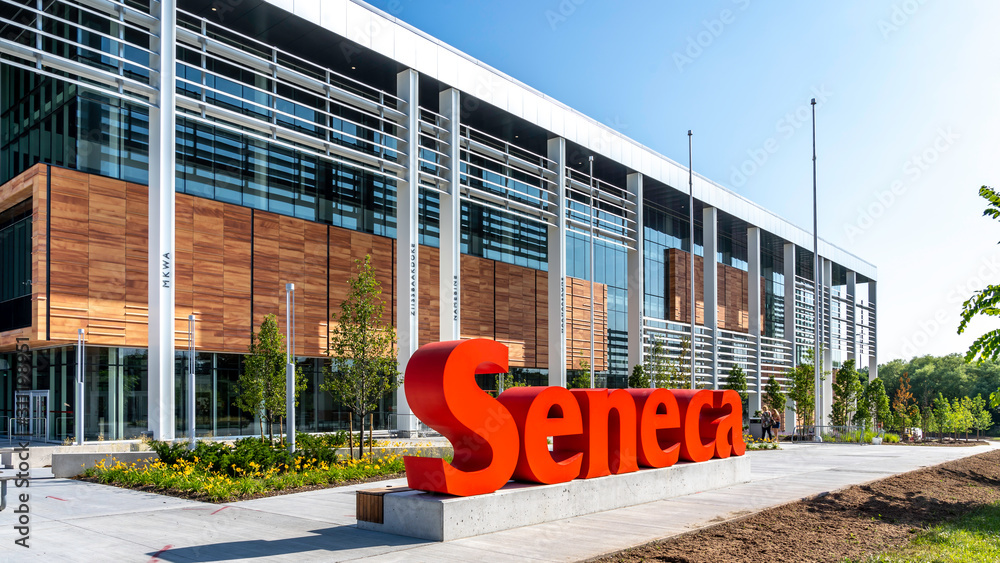 Toronto, Canada - July 13, 2019: Sign of Seneca with Seneca College ...