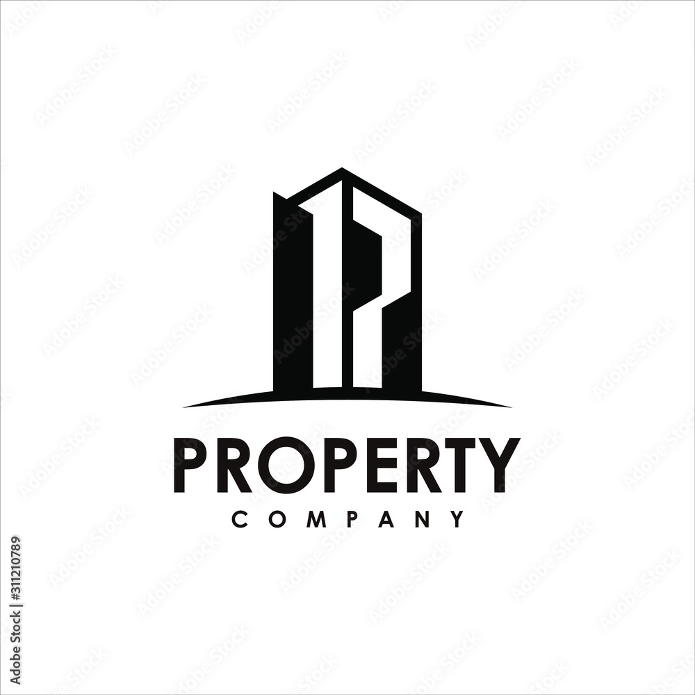 simple modern property logo building vector. real estate template. P ...