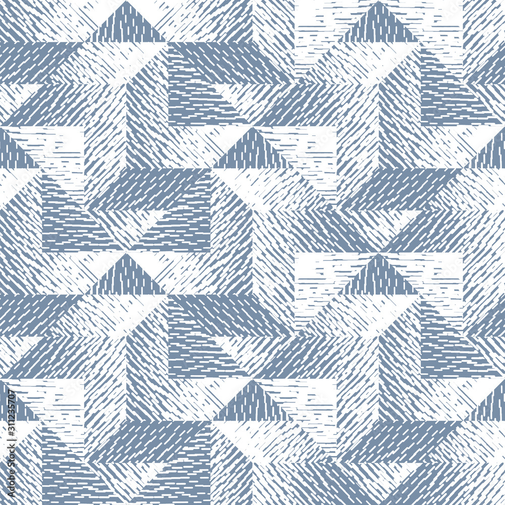 Abstract seamless pattern of geometric shapes with texture. Optical ...