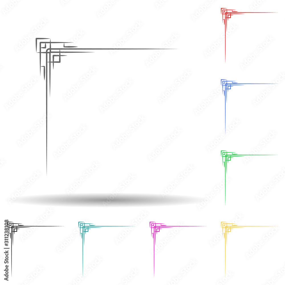 Vintage Corner elements multi color style icon. Simple thin line ...