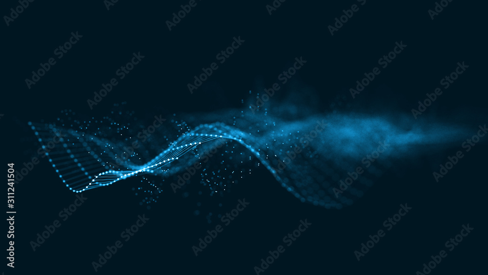 Abstract 3d rendering futuristic dots and lines. computer geometric ...