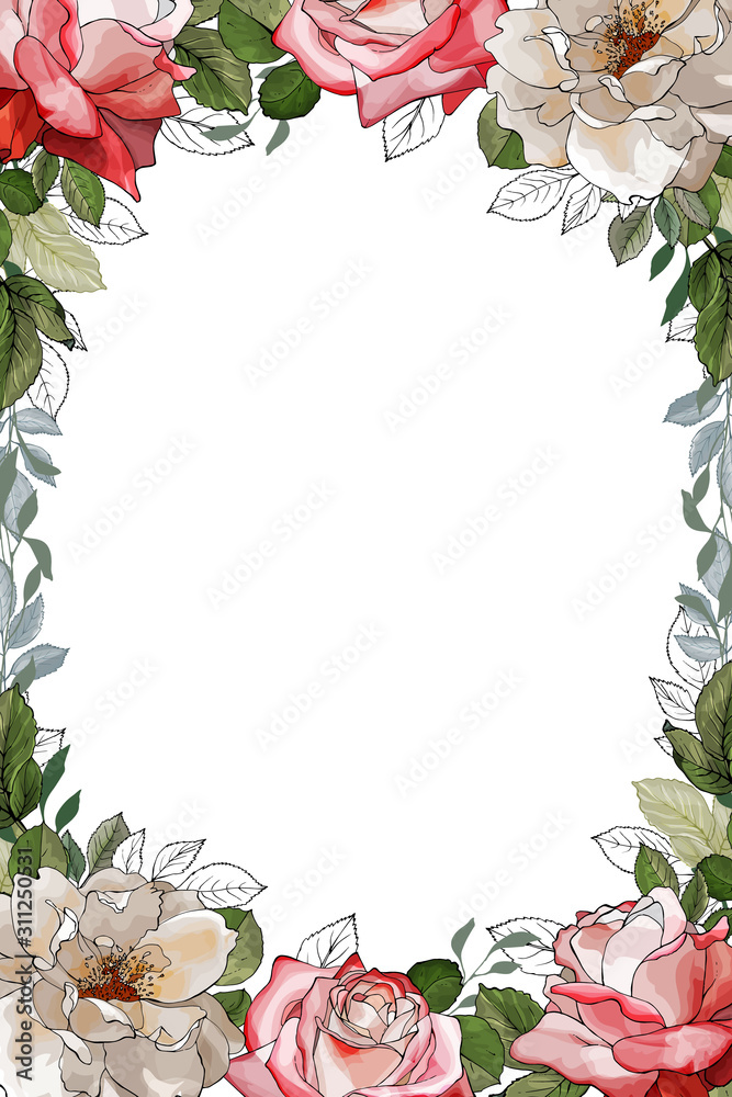 Red And White Roses Frame