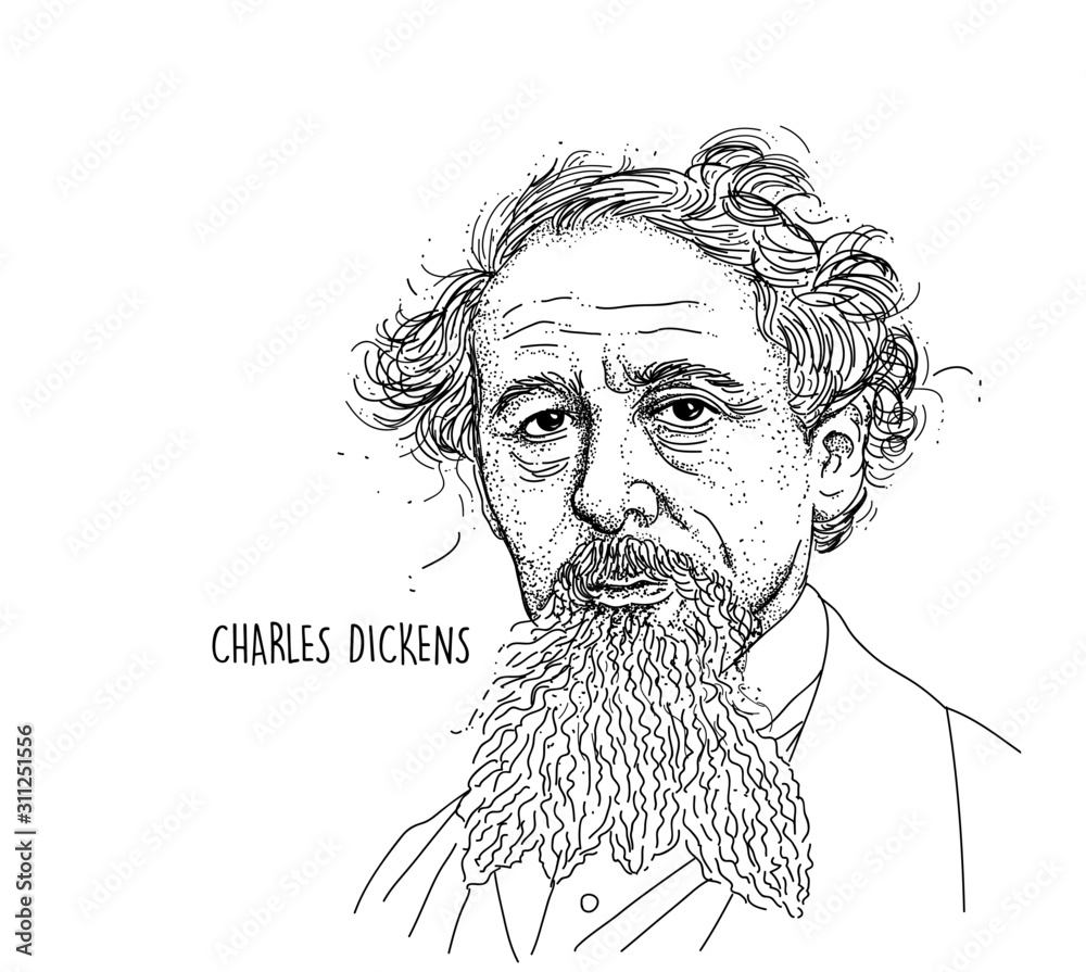 Charles Dickens Line Draw Stock Vector Adobe Stock
