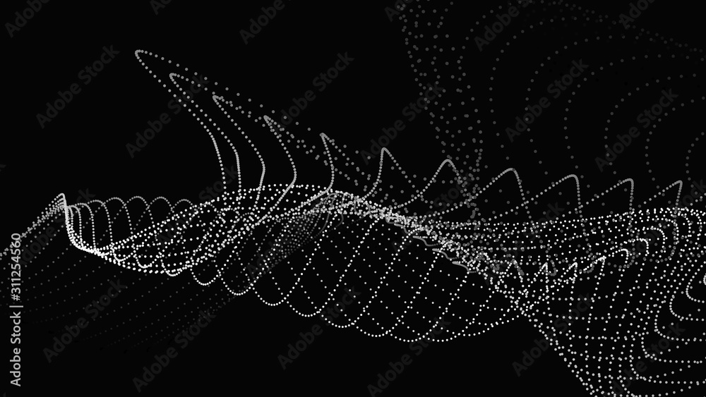 Abstract digital wave of particles. Futuristic point wave. Technology ...