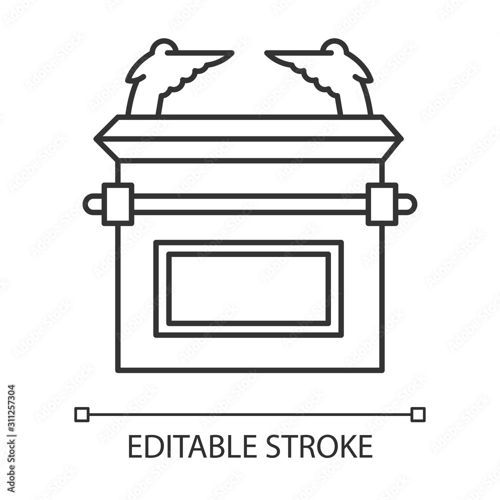 Ark of the Covenant linear icon. Bible story. Golden Ark of God and ...