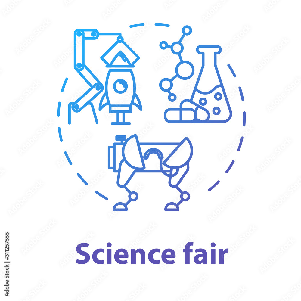 Science fair concept icon. Technology development. Chemistry school ...