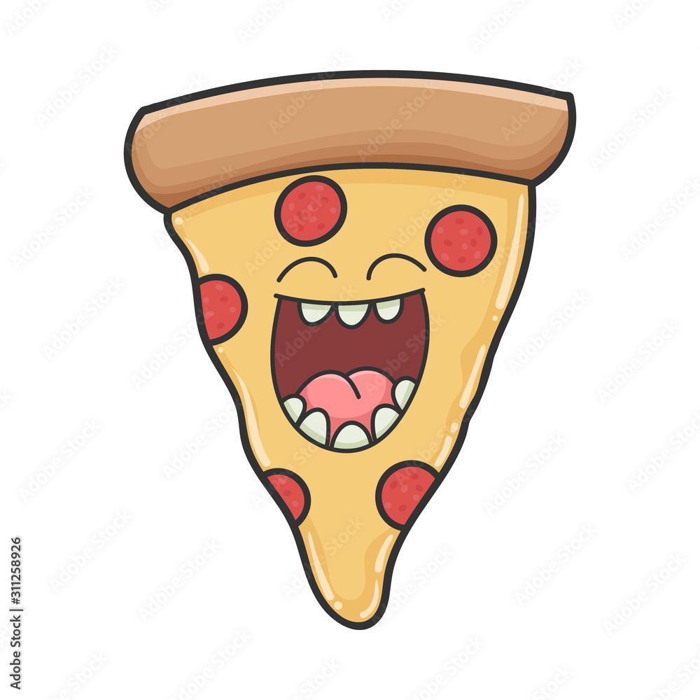 Happy laughing slice of pizza cartoon Stock Vector | Adobe Stock