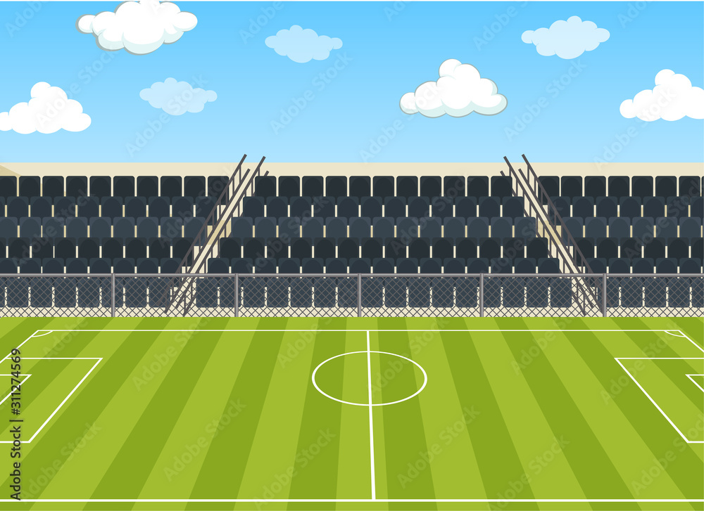 Background scene with football field and stadium Stock Vector | Adobe Stock