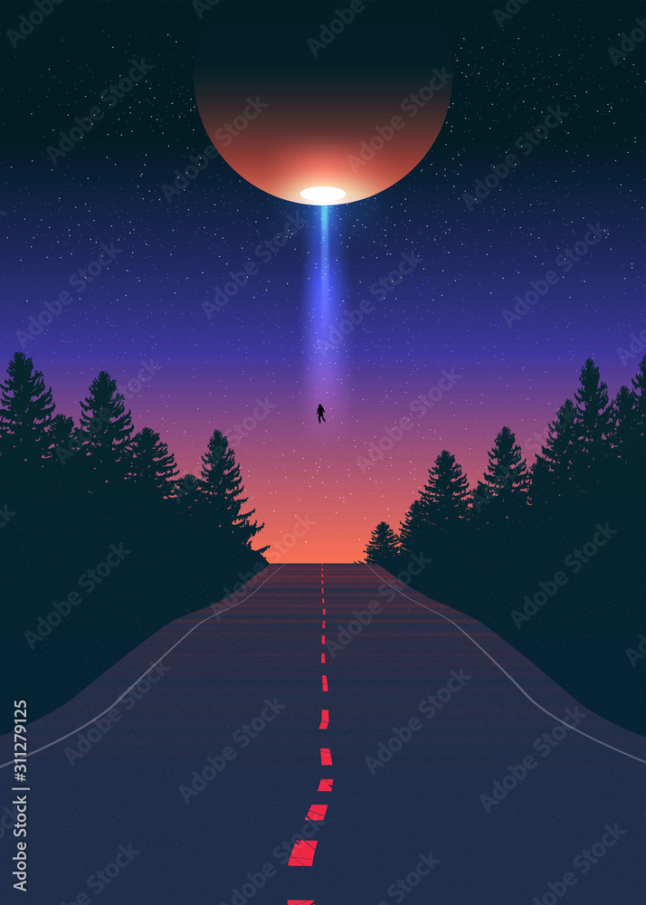 Alien Abduction Vector Art Stock Vector | Adobe Stock
