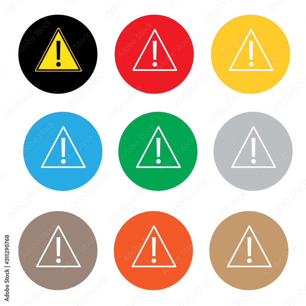 set exclamation icon on white background. flat style. exclamation icon for your web site design ...