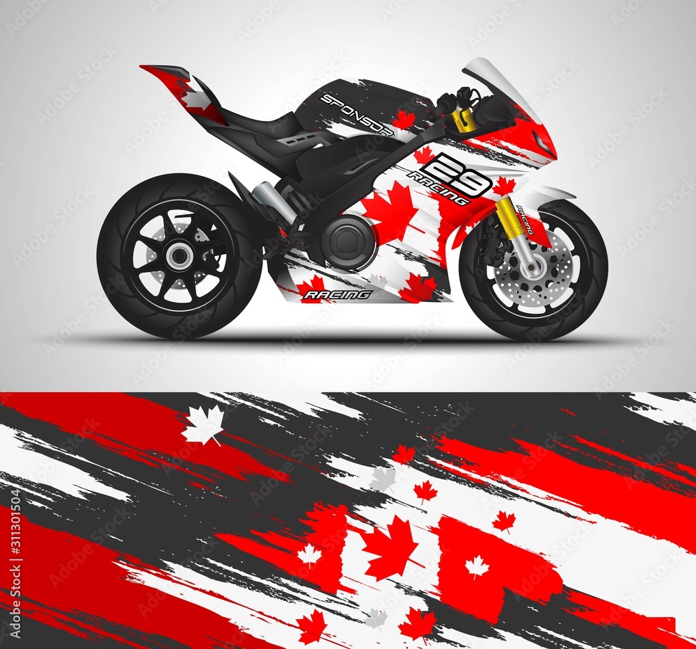 Racing motorcycle wrap decal and vinyl sticker design. Concept graphic ...