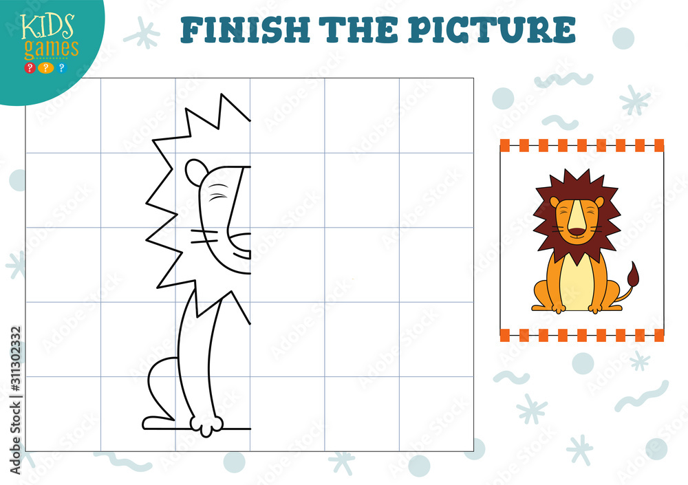 Copy picture vector illustration. Complete and color game for preschool ...