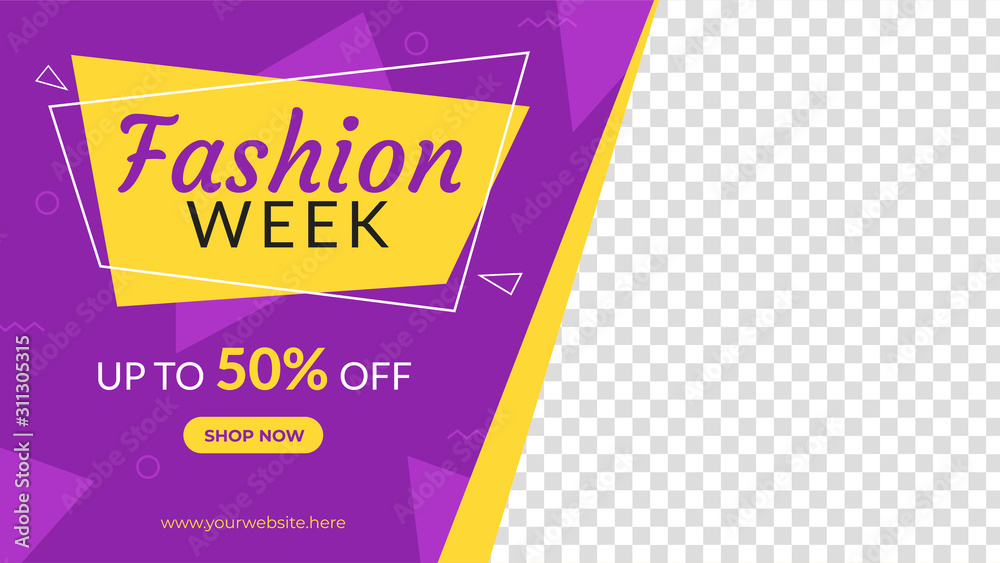 Fashion week banner template. Promotion sale banner for website, flyer ...