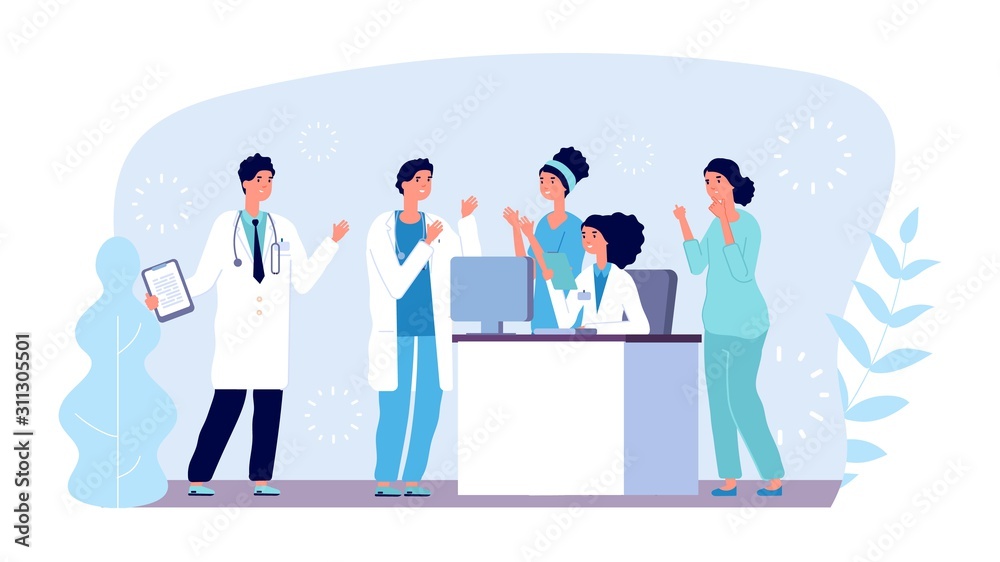 Medical consultation concept. Doctors characters. Vector hospital team ...