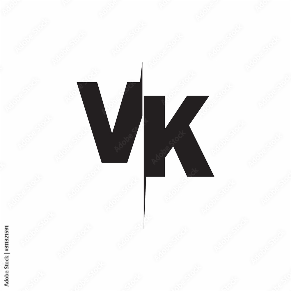 VK Logo Letters white background Stock Vector | Adobe Stock