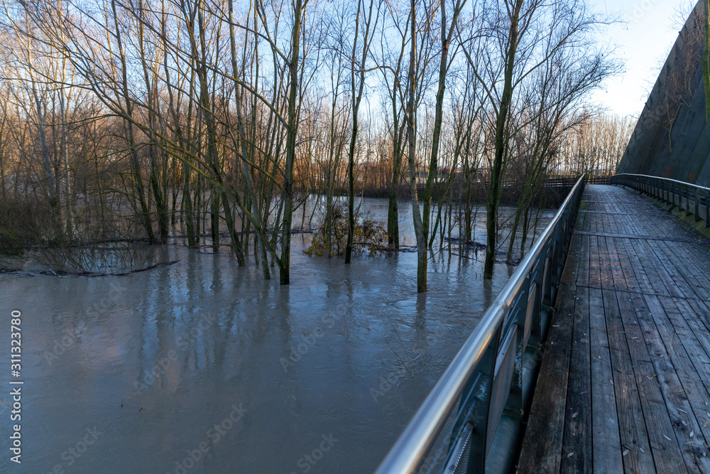 flood overflowing rivers hydrological failure modena italy Stock Photo ...