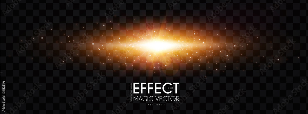 Flash light effect. Explosion on transparent background. Magic stars ...