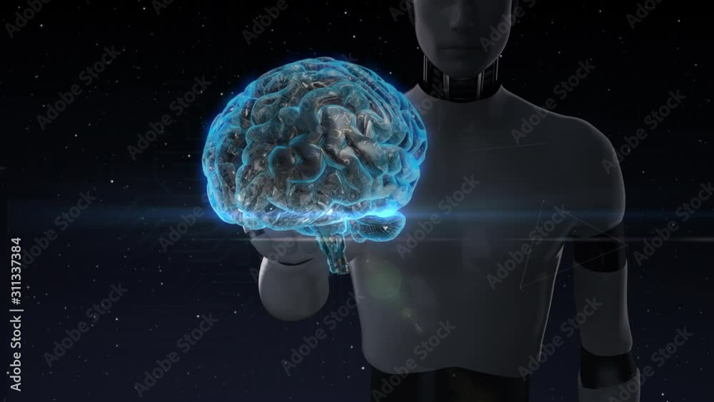 When a robot touches the screen, The brain appears in the center ...