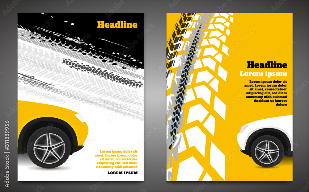 Grunge Tire Poster Set Stock Vector | Adobe Stock