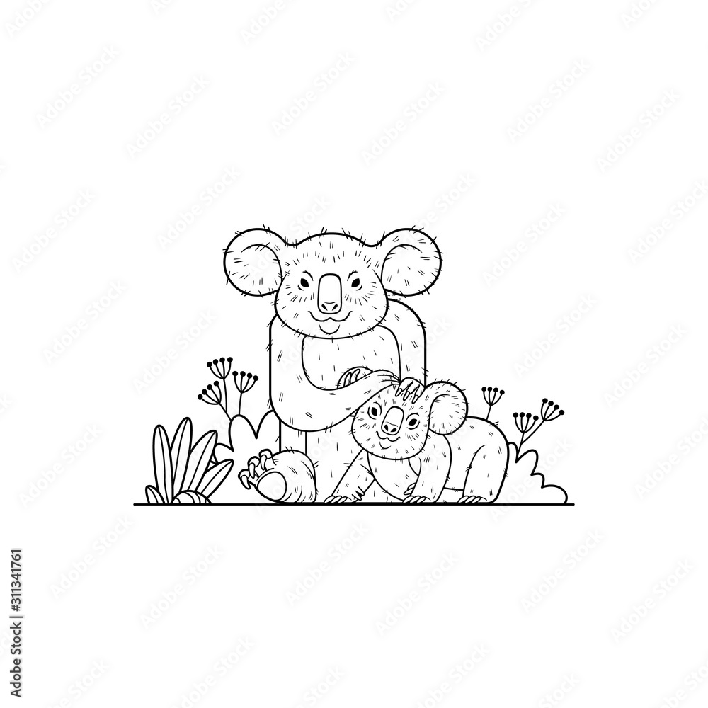 Cute Koala Bear Outline