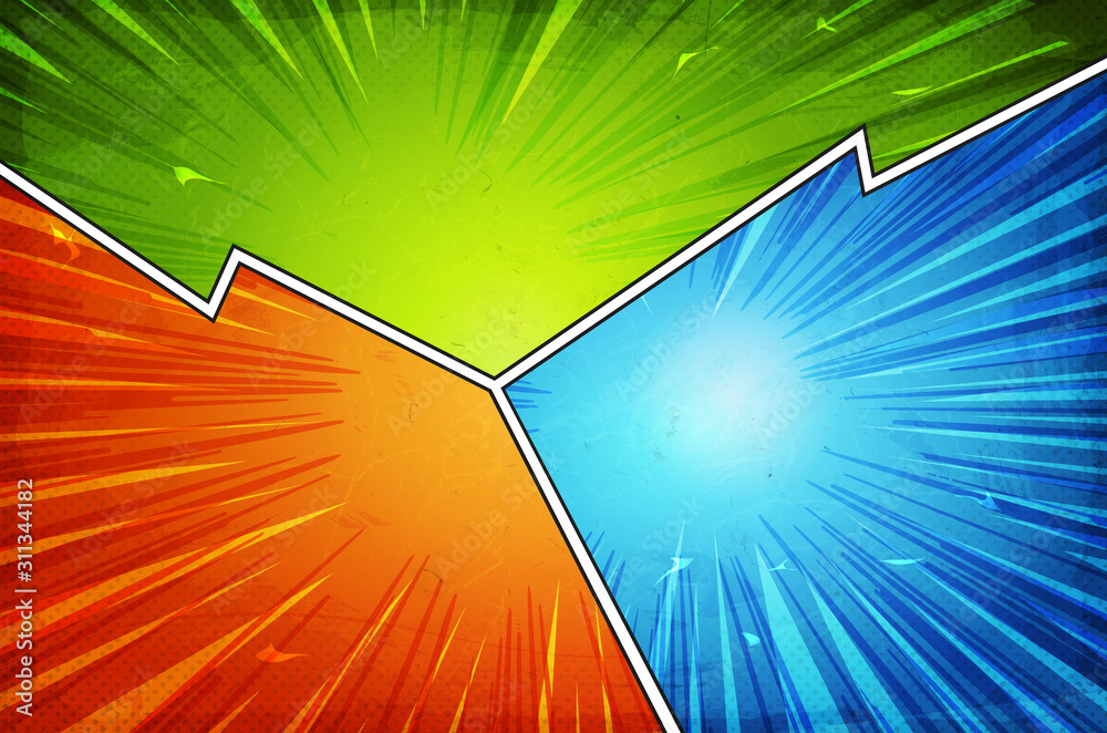 Comic Book Action Layout Background With Power Fx/ Illustration of a ...