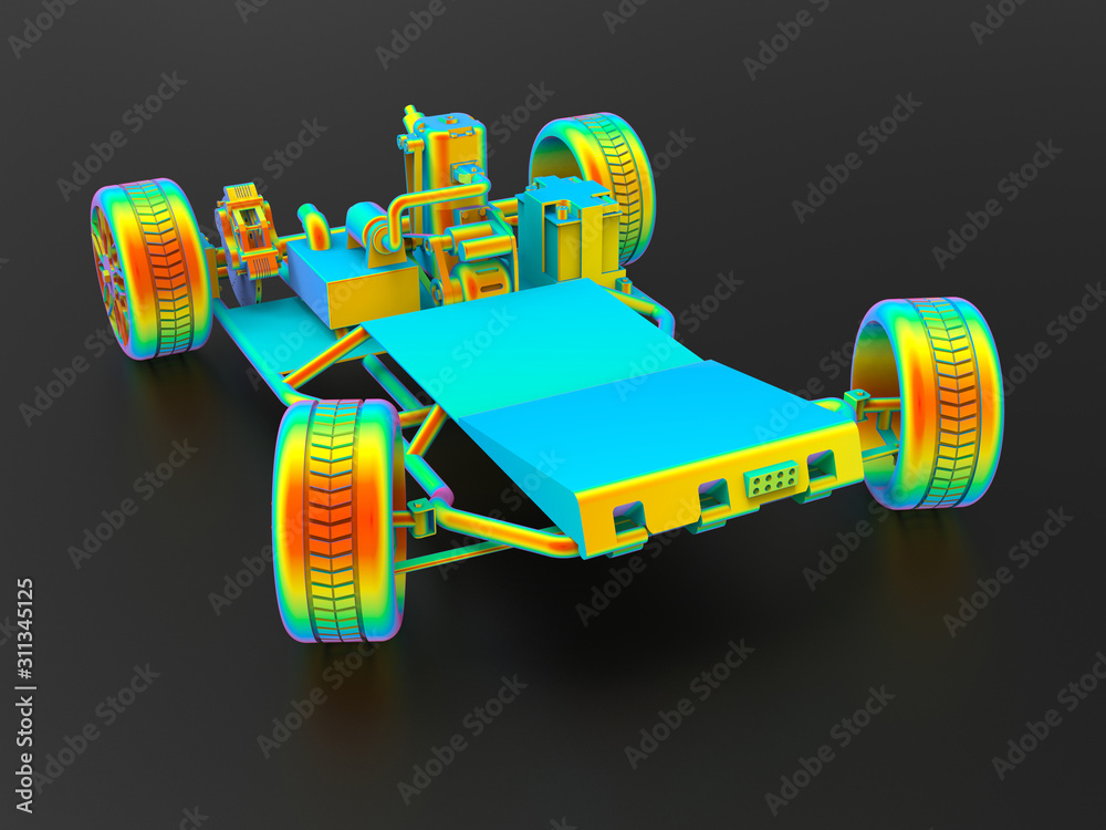 3D rendering - car platform finite element analysis Stock Illustration ...