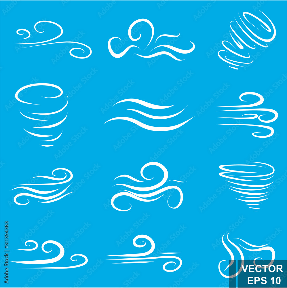 Wind icon. Lines. Simple flat style. Wave. For your design. Stock ...