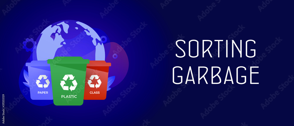 Sorting garbage and waste - ecology and recycle flat vector concept ...